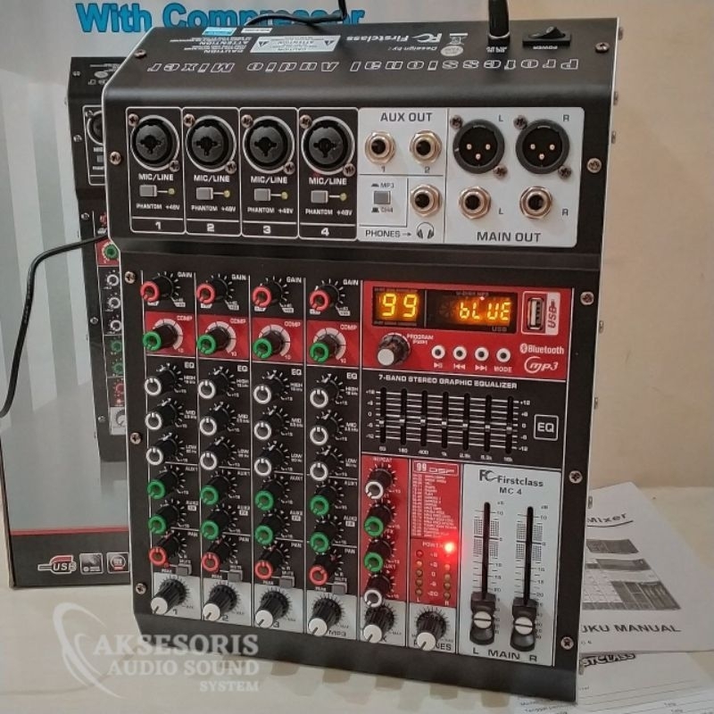 Jual Mixer First Class MC 4 Chanel Compress Efek Digital Reverb USB Bluetooth Player | Shopee ...