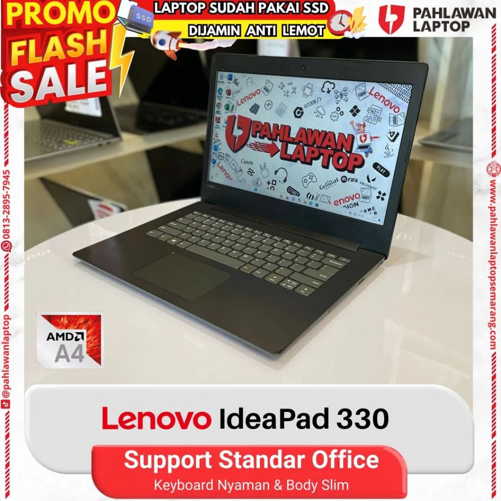 Jual LAPTOP Lenovo IdeaPad 330 AMD A4 9120 RAM 4GB SSD 256GB Feel Keyboard Nyaman | Shopee Indonesia