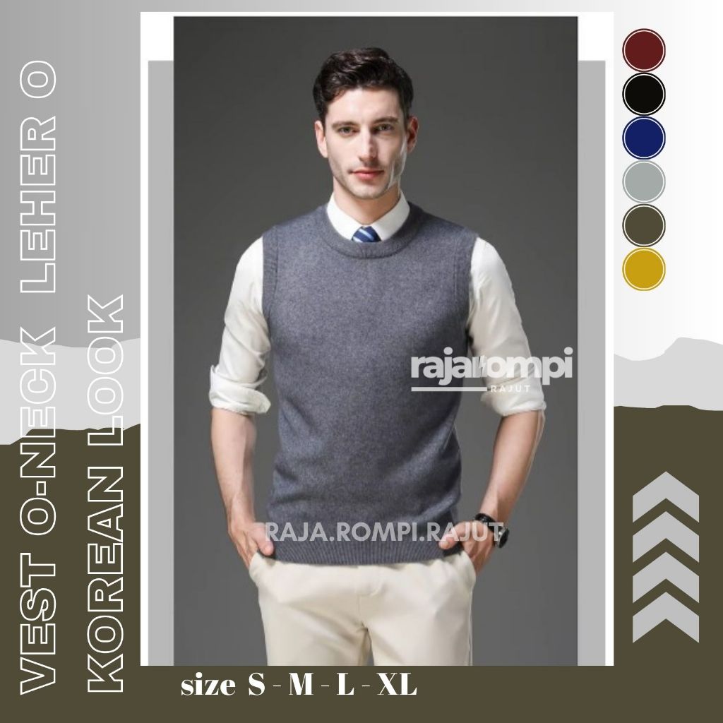 Jual Vest Rajut Korea Style Oneck Odwin / Rompi Rajut Pria Korean Style ...