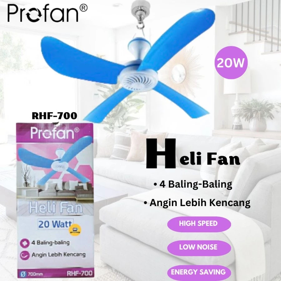 Jual Kipas Angin Gantung Helifan 20W WATT Profan RHF700 Langit Langit ...