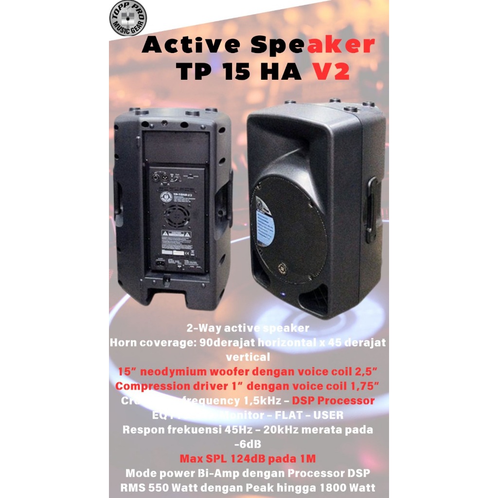 Jual TOPP PRO / TOPPRO Speaker Active 15 inch TP15 HA V2 / TP 15 HA-V2 - Original | Shopee Indonesia