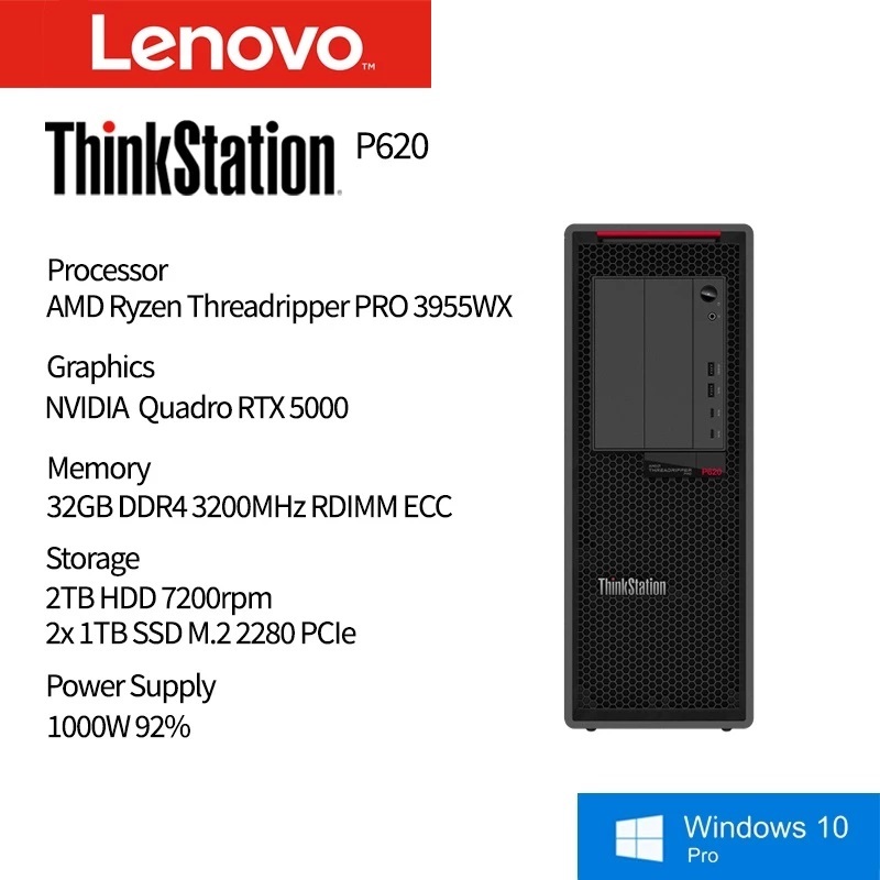 Jual Lenovo PC ThinkStation P620 AMD Pro 3955WX 32GB 2TB NVMe 2TB RTX 5000-16GB Win10Pro ...