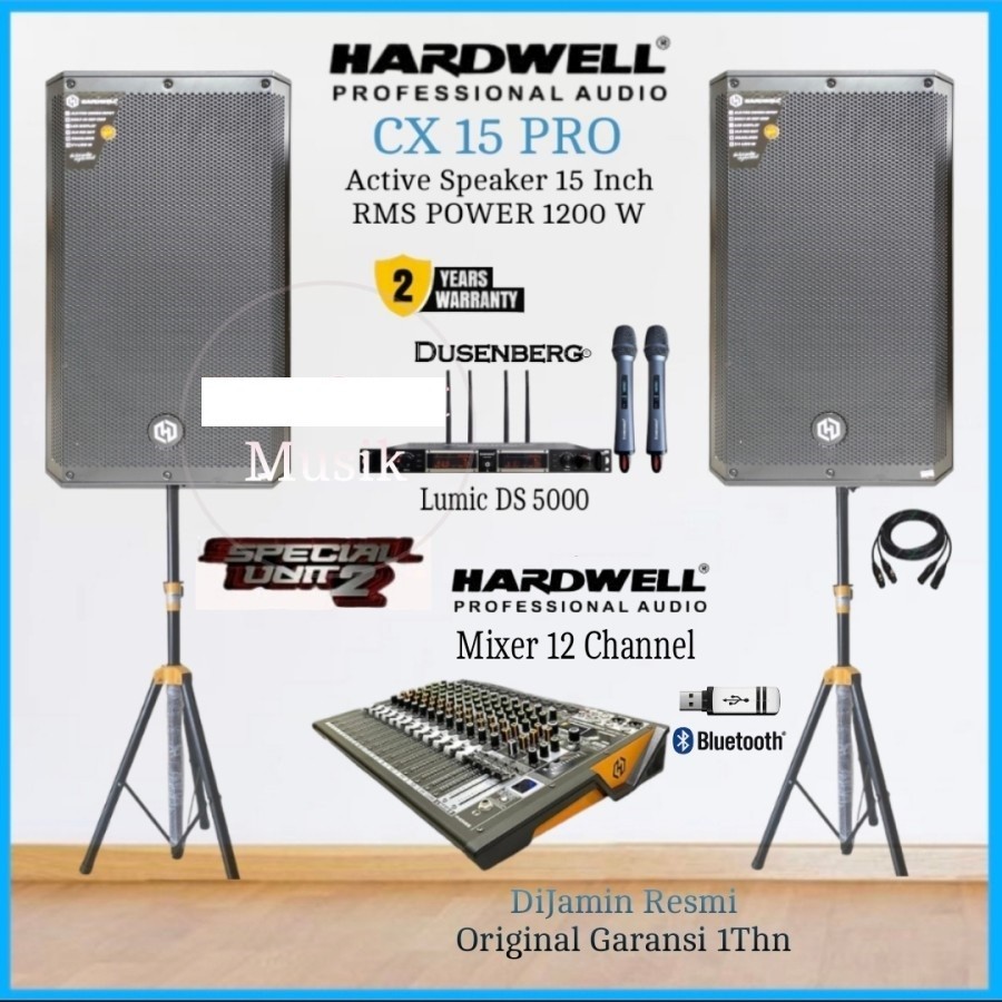 Jual Paket Sound System Pro 2400 watt Aktif Hardwell Mixer Mic Wireless ...