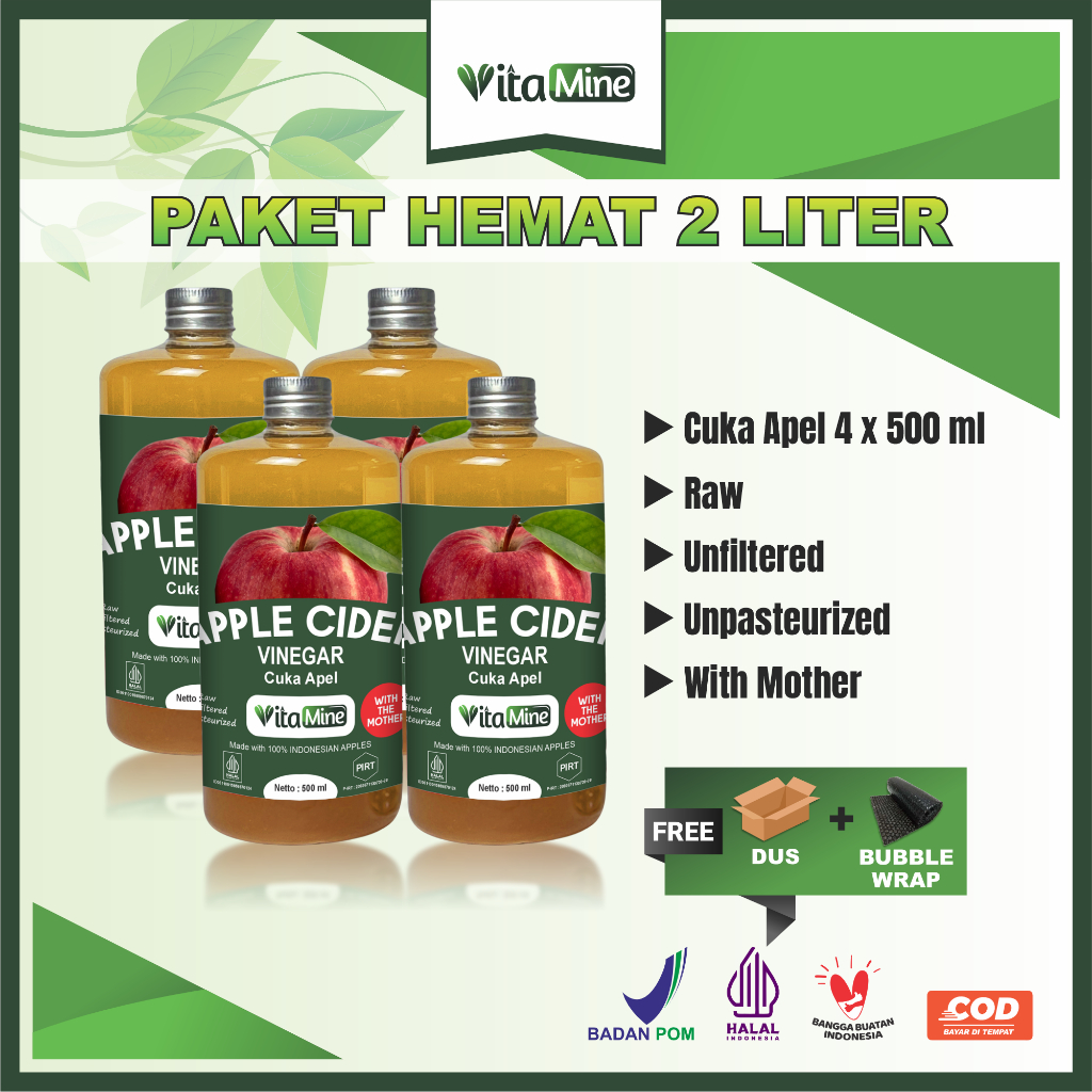 Jual Vitamine Cuka Apel Original - Premium Organic Apple Cider Vinegar ...