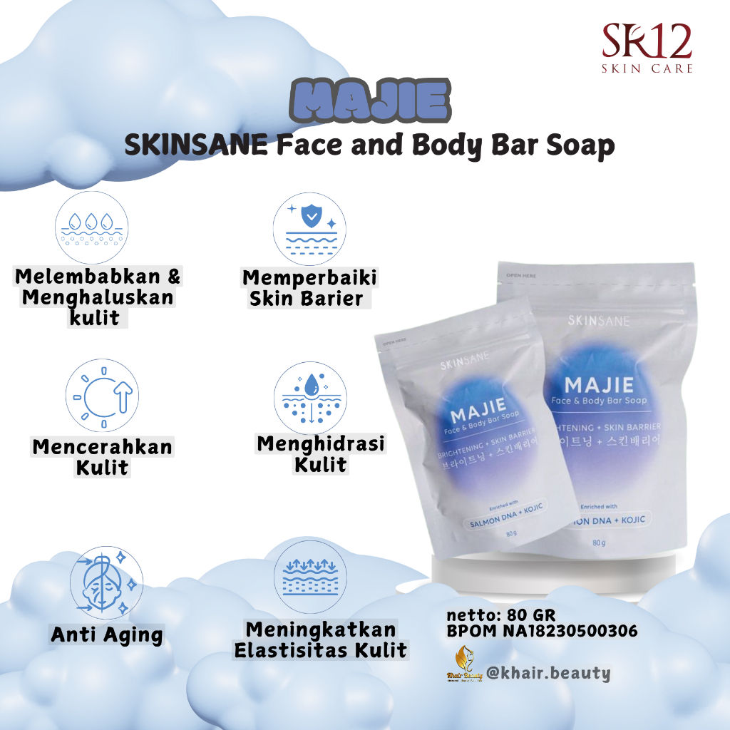 Jual SKINSANE Majie Face Body Bar Soap Mencerahkan Melembabkan Kulit ...