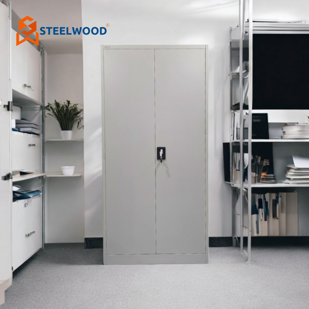 Jual STEELWOOD || ALMARI BESI 2 PINTU AYUN LIGHT GREY/LEMARI ARSIP ...