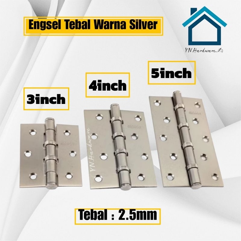 Jual Engsel Pintu Rumah || Engsel Jendela || Engsel Tebal Warna Silver ...
