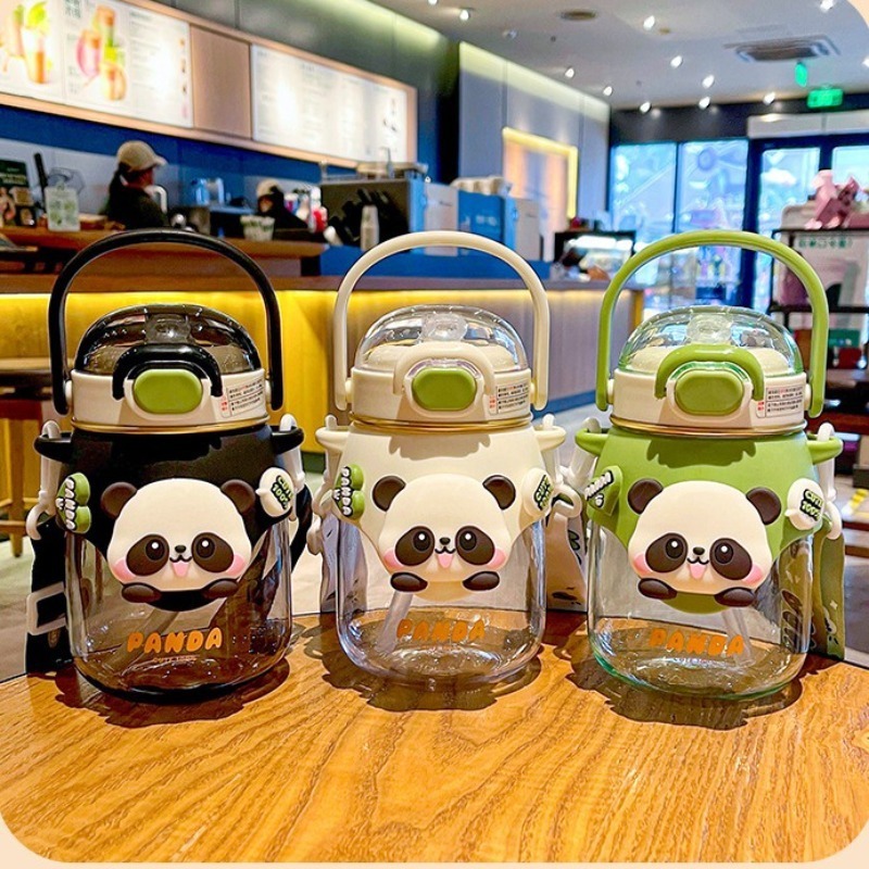 Jual Botol Minum panda Karakter Imut dengan Sedotan / Tempat Minum ...
