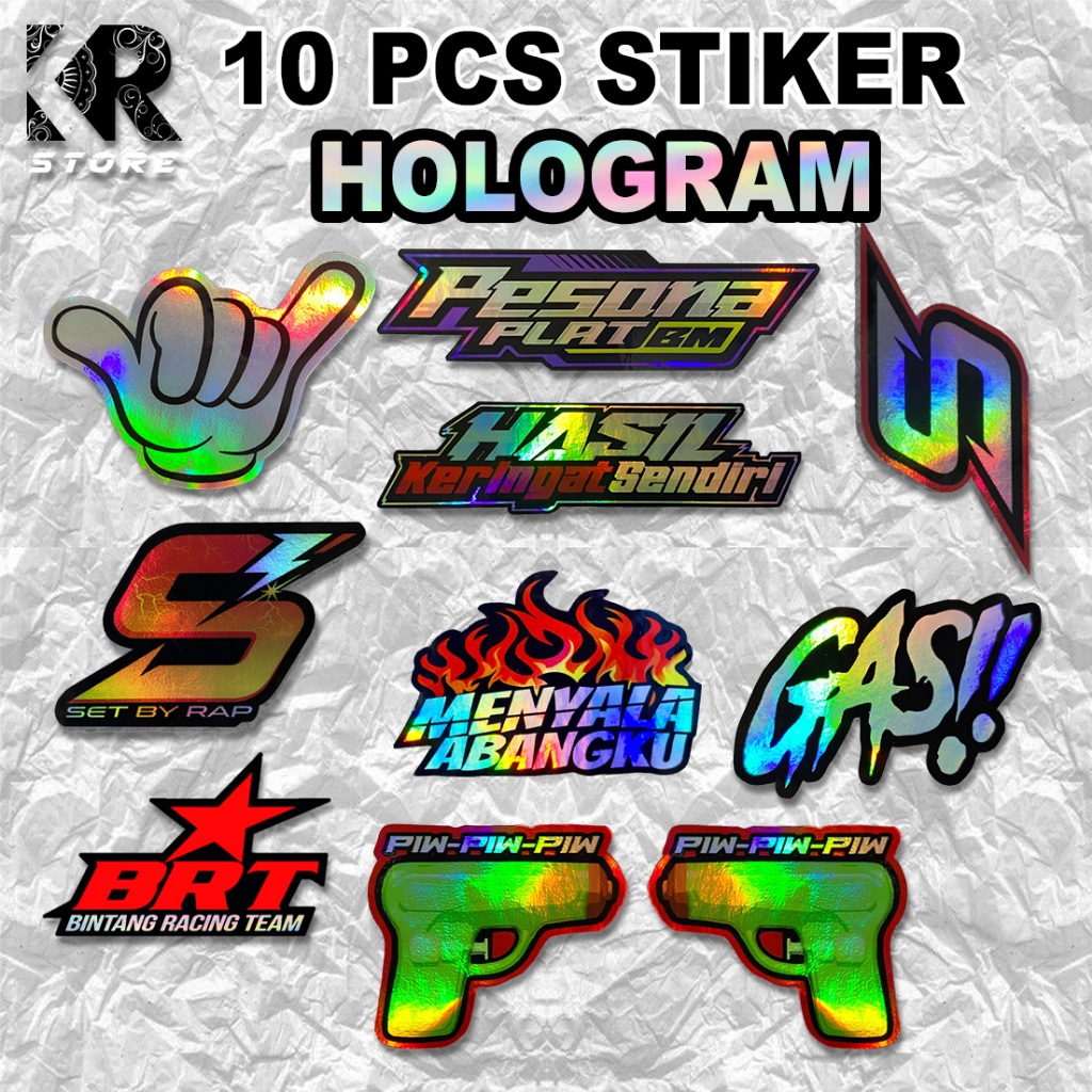 Jual Paket A Stiker HOLOGRAM 10 pcs | sticker racing label sticker ...