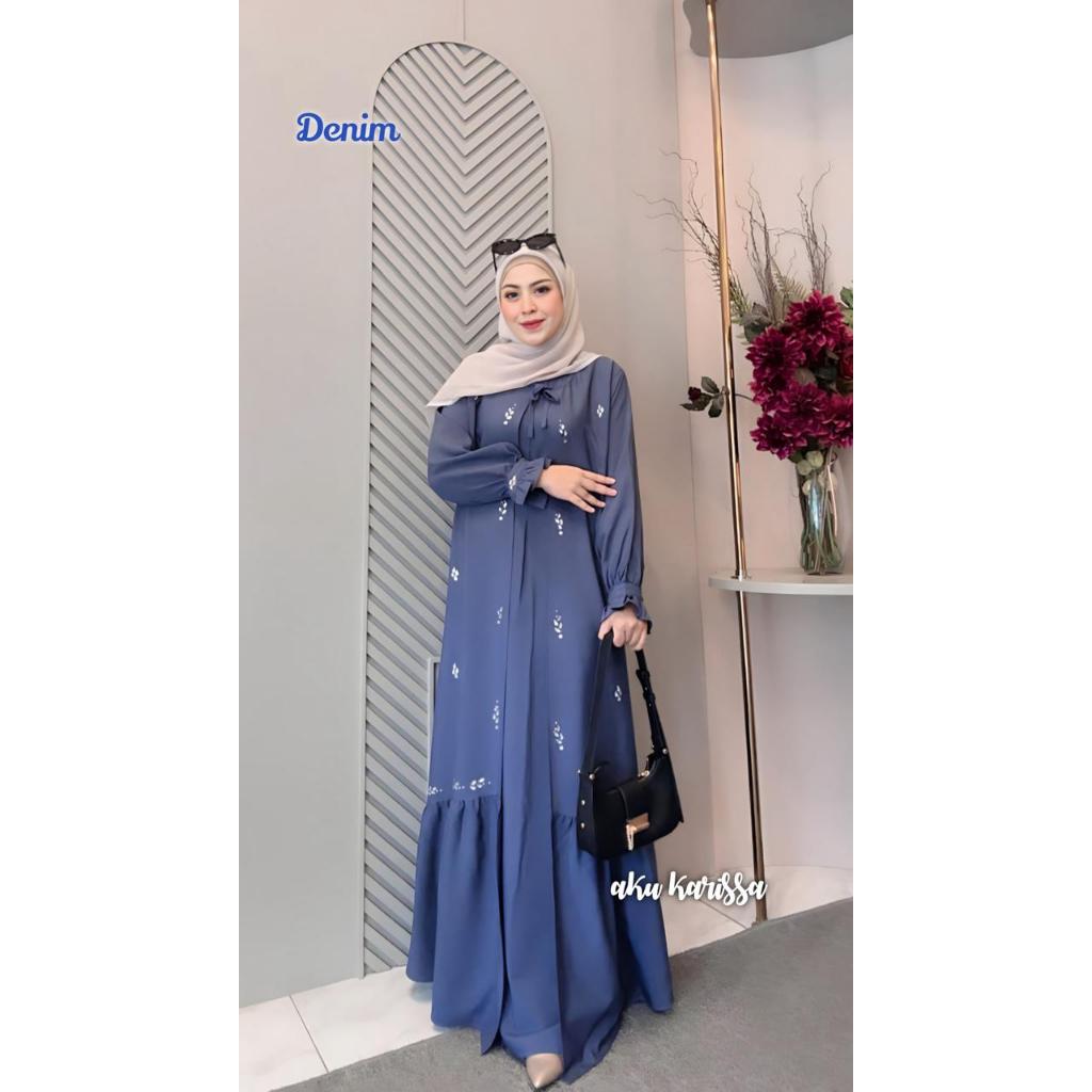 Jual Santika Dress By Aku Karissa || Dress Yora Streetch || Dress Sulam ...