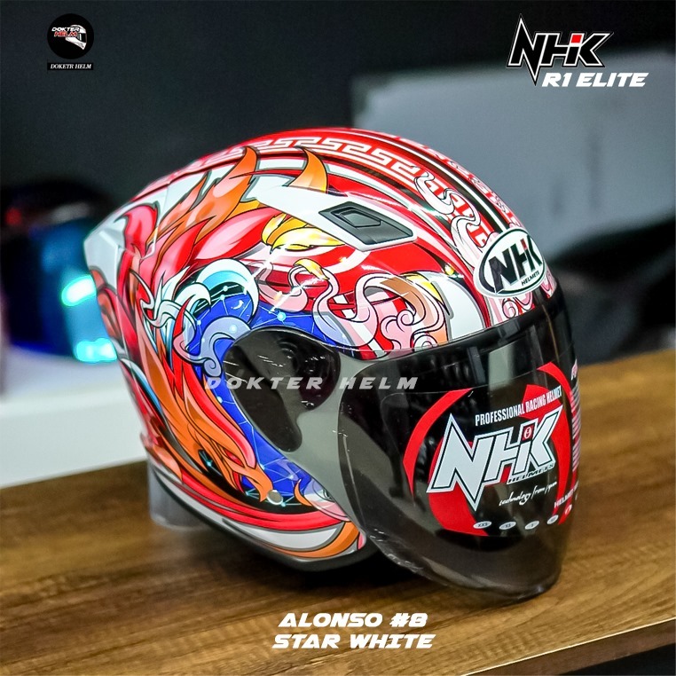 Jual NHK R1 ELITE RIDER REPLIKA ALONSO #8 STAR WHITE ORIGINAL | HELM ...