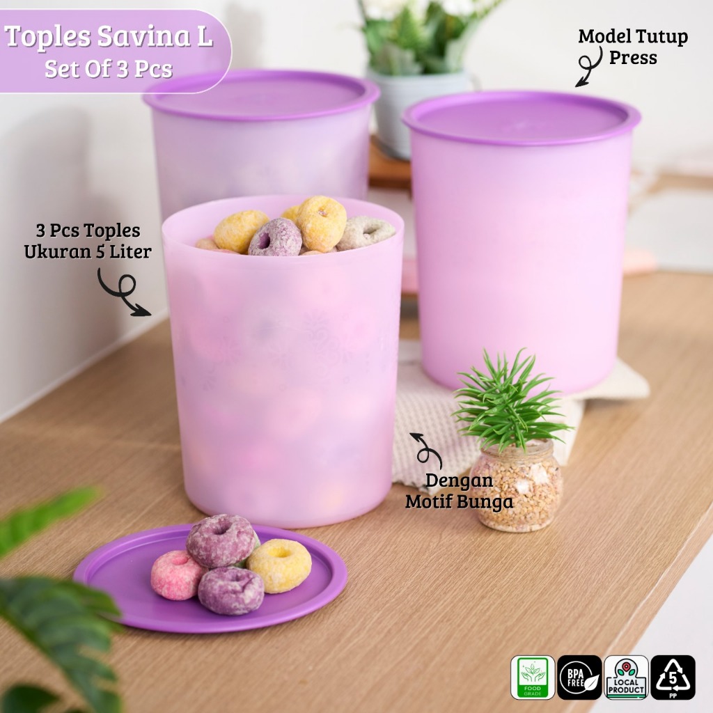 Jual CPM Toples Krupuk Big Savina 5L Set Of 3pcs | Shopee Indonesia