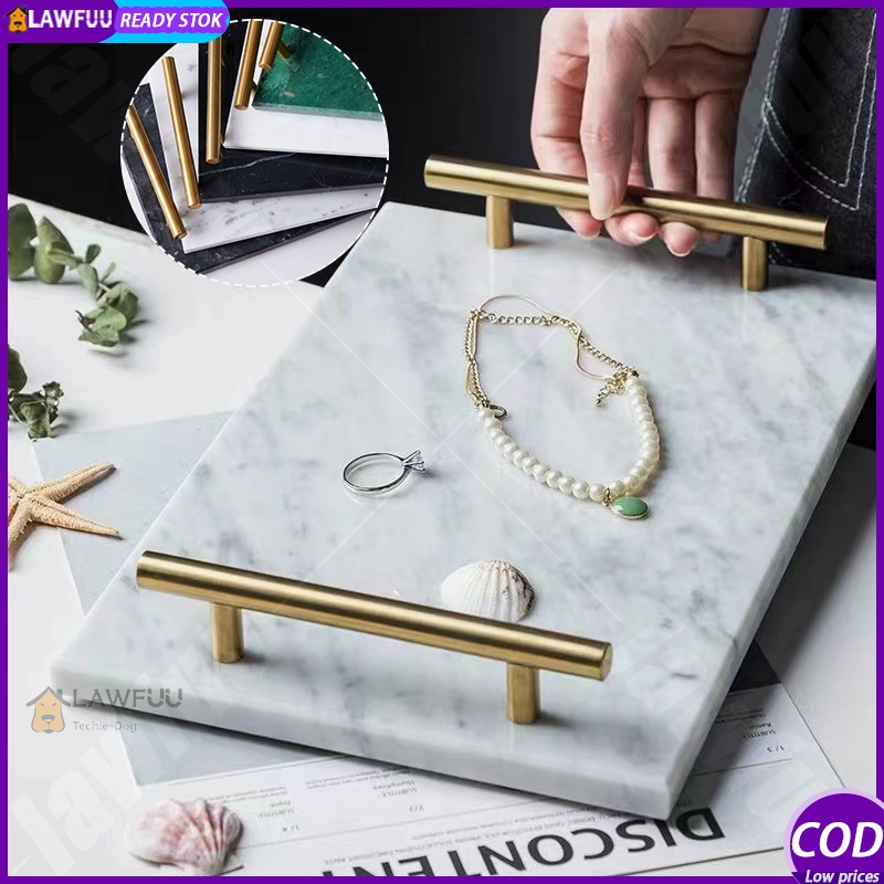 Jual 30x20cm Marble Tray Baki Penyimpanan Perhiasan dengan Gagang Logam ...