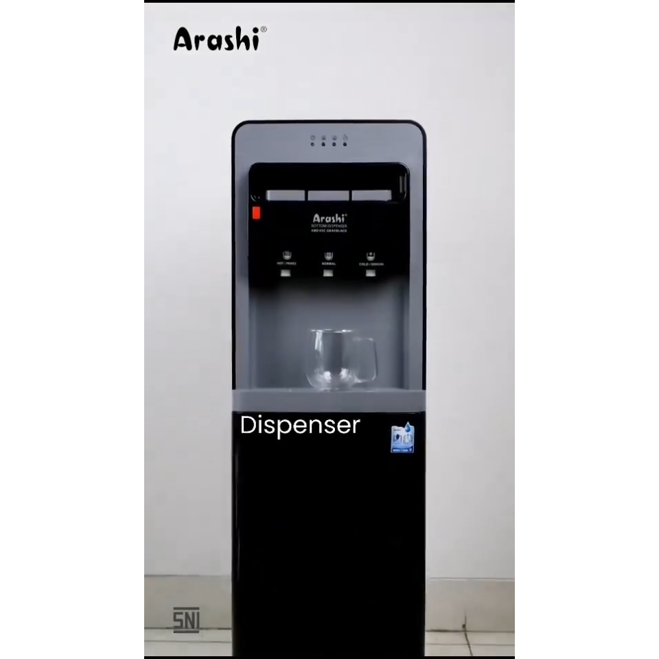 Jual Arashi Dispenser ABD05 Black Grey Galon Bawah Digital Hot and Cold ...