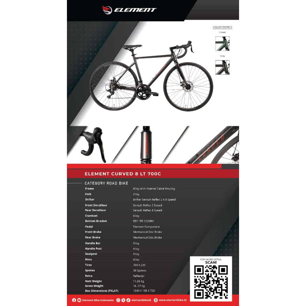 Jual SEPEDA BALAP 700C ELEMENT CURVED 8 LT ROADBIKE | Shopee Indonesia