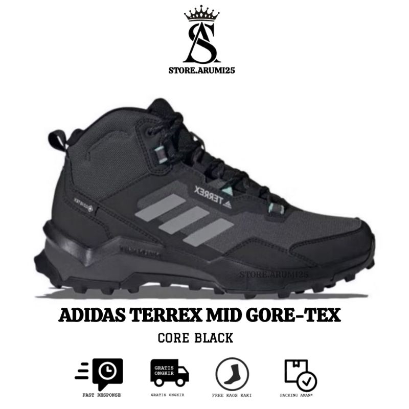Jual Sepatu Hiking Adidas Terrex Mid Gore-tex Core Black | Shopee Indonesia