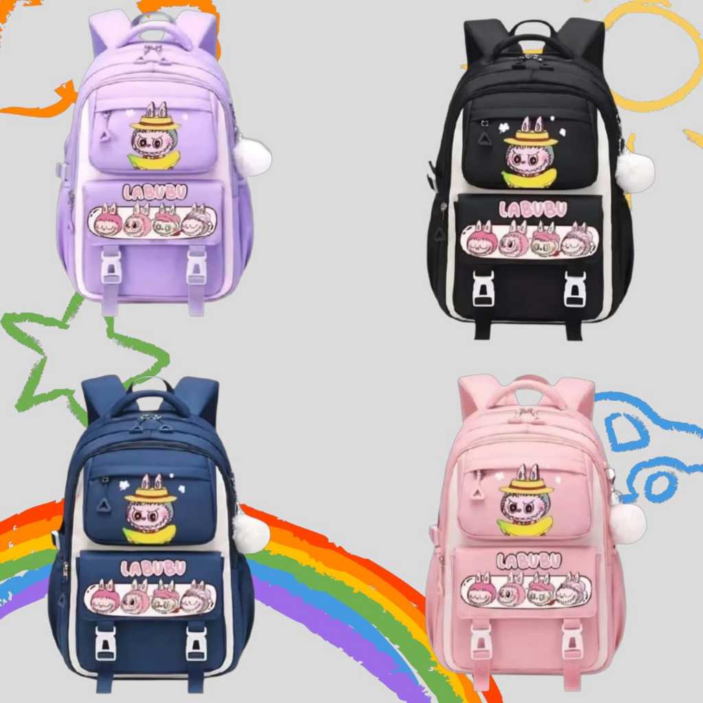 Jual Tas Ransel Labubu Pisan Tas Gendong Karakter Boneka Monster Labubu Viral Tas Sekolah Anak ...