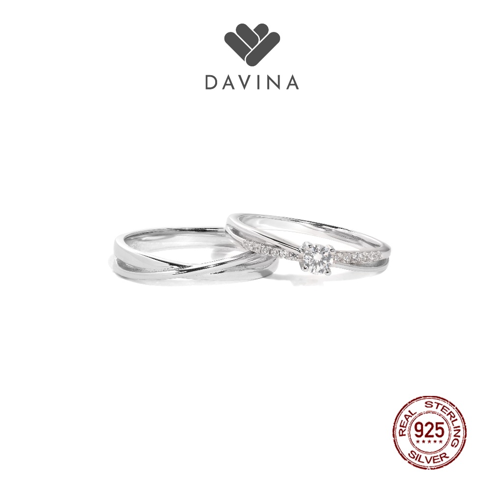 Jual DAVINA Couple Prince Belle Rings Sterling Silver 925 - Cincin ...