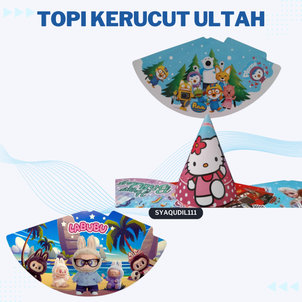 Jual Topi Kerucut Ulang Tahun Anak Gambar Karakter Kartun / Topi Pesta ...
