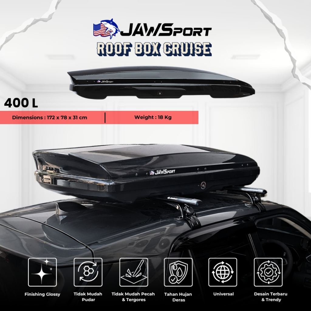 Jual Roof Box Jawsport Cruise L - 400 L / Gratis Pemasangan | Shopee ...