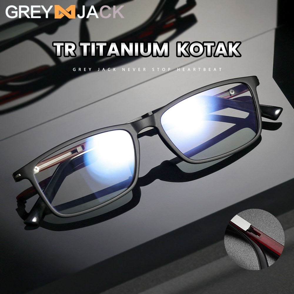Jual Grey Jack Frame Kacamata Titanium Model Kotak Lentur Fashion Pria ...