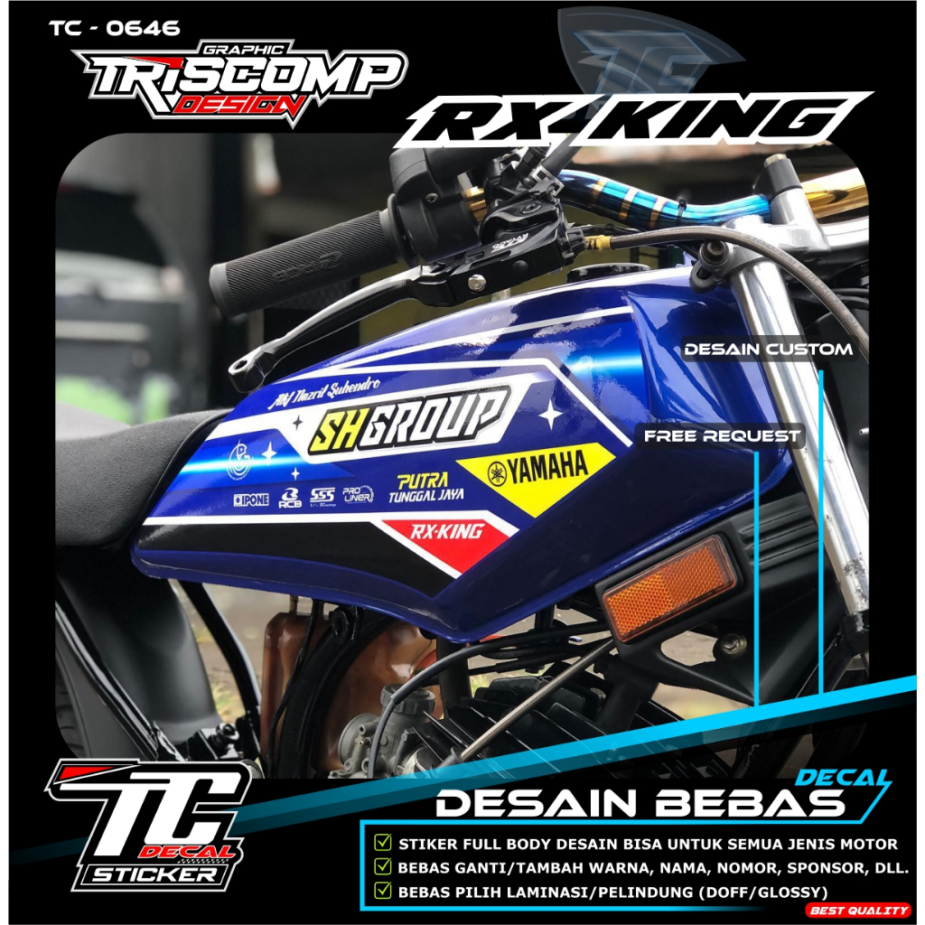 Jual Sticker Decal Striping Yamaha RX KING Desain Custom Bisa request ...