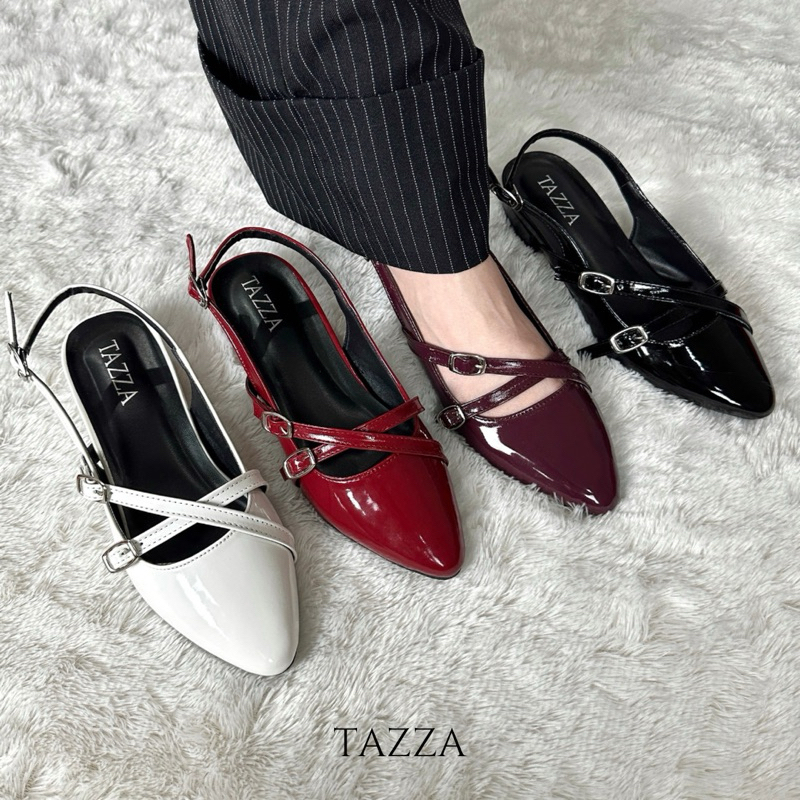 Jual Sepatu Flatshoes Wanita TAZZA Heels 3cm Jennie Hitam Merah Maroon ...