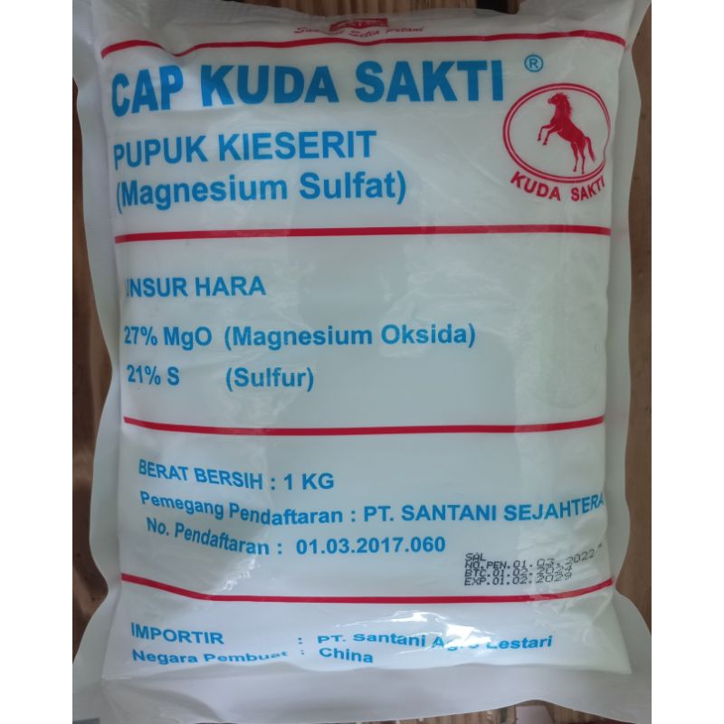 Jual Pupuk Kieserit (Magnesium Sulfat) Kemasan 1kg Cap Kuda Sakti ...
