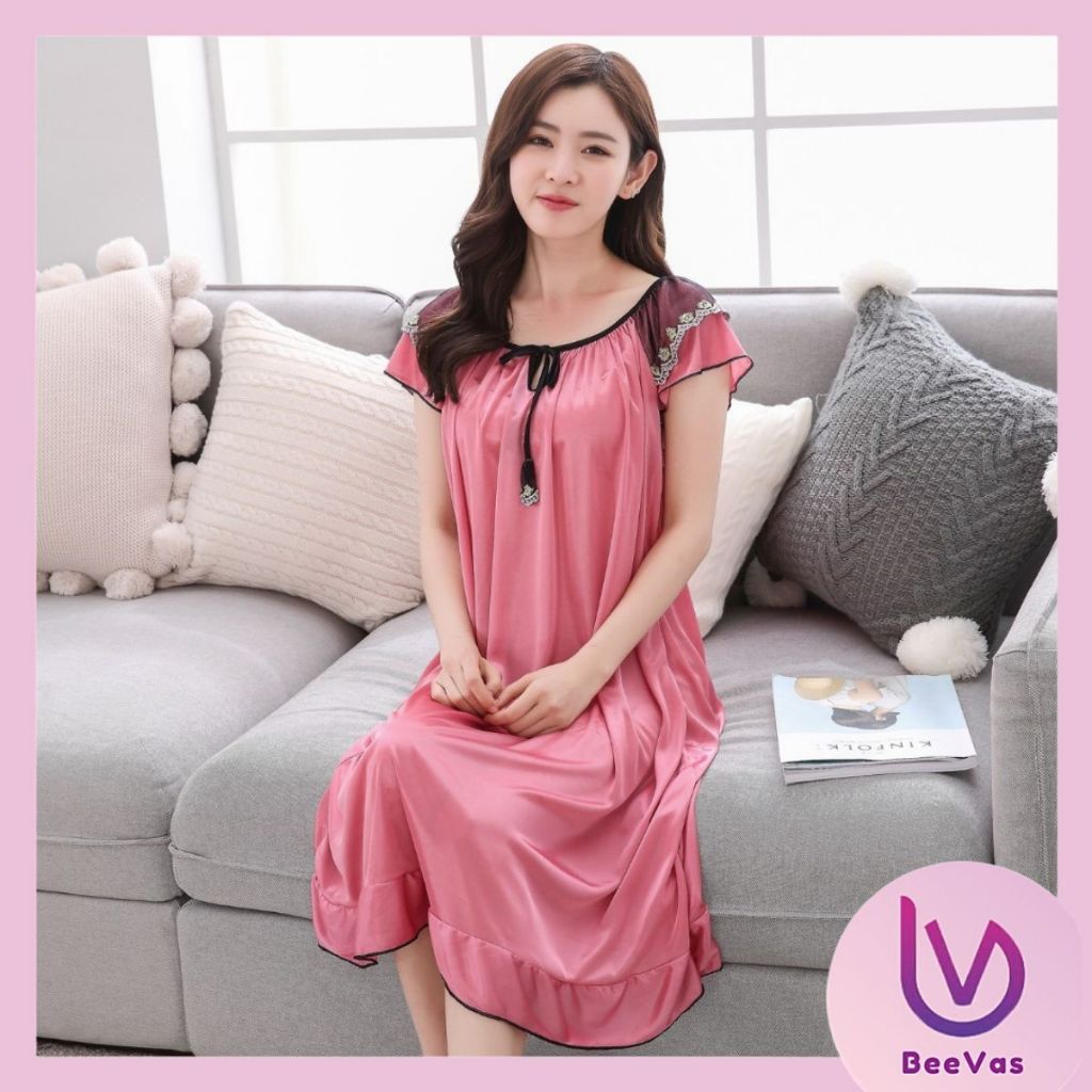 Jual BV.ID BT1866 Baju Piyama satin Daster Bahan Satin Es Sutra Renda ...