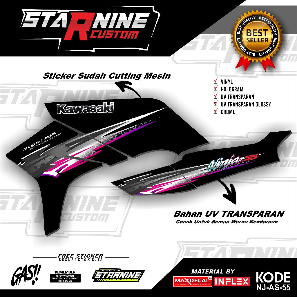 Jual Striping ninja ss transparan sticker ninja kode NINJA-AS-55 ...