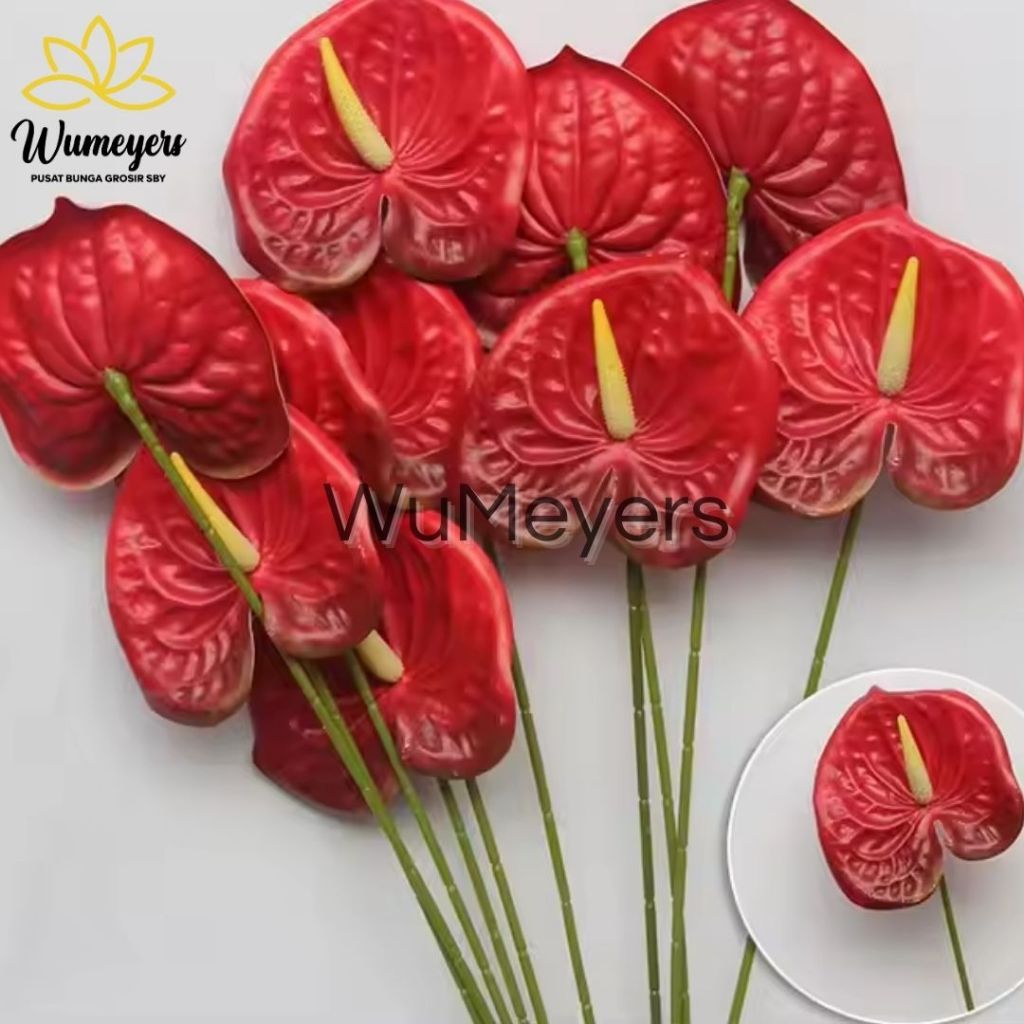 Jual WM BUNGA ANTHURIUM ARTIFICIAL 73CM - BUNGA KUPING GAJAH TANGKAI ...