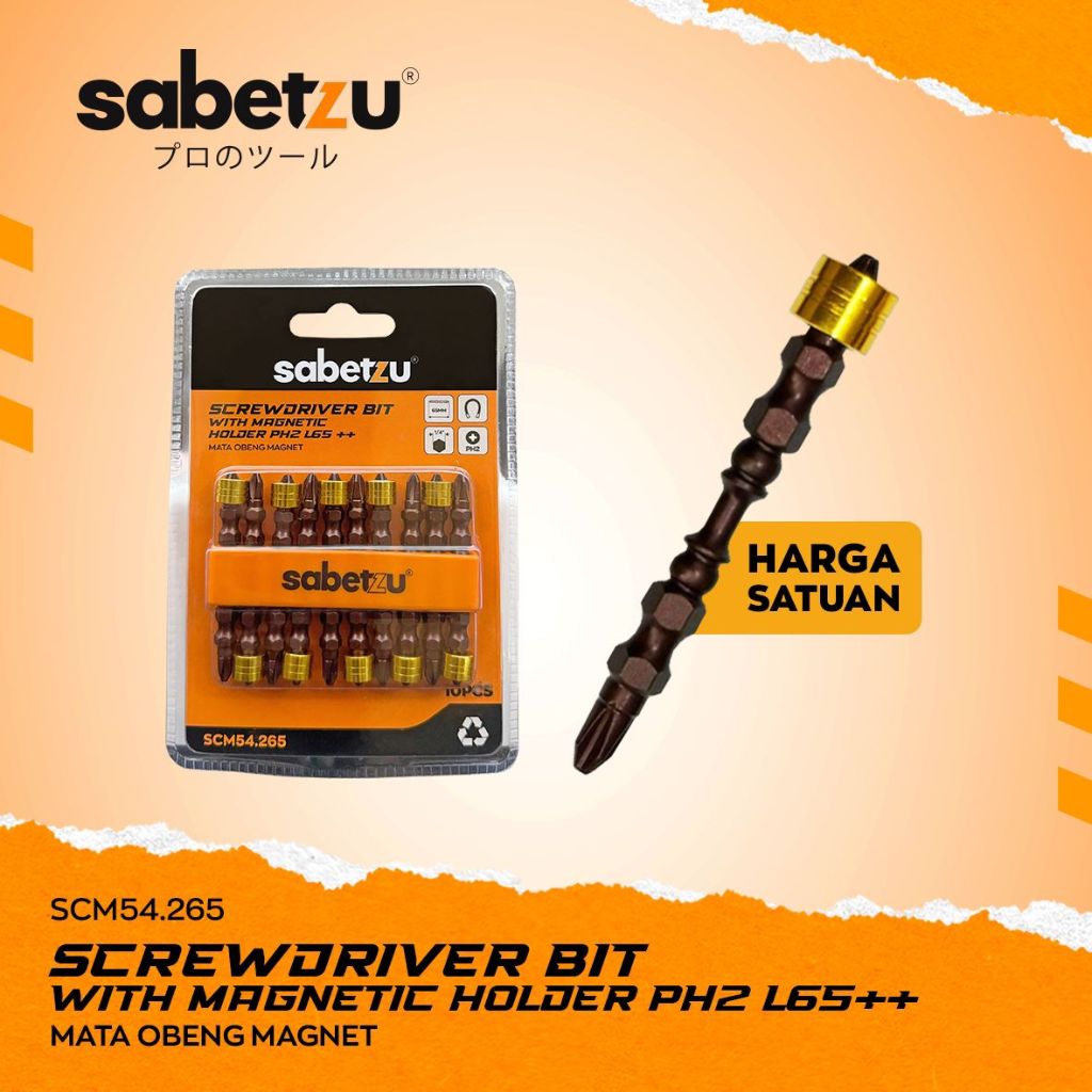 Jual SABETZU Mata Obeng Magnet Plus PH2 L65 ++ S2 Mata Bor Obeng Skrup ...
