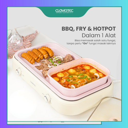 Jual CLOVERTEC Multicooker Grill Hotpot Fry 3in1 CHG-5624CM Garansi ...