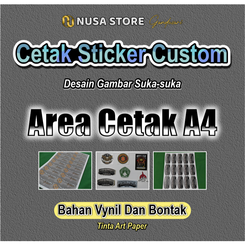 Jual CETAK STIKER CUSTOM AREA CETAK A4 BAHAN VYNIL DAN BONTAK | STIKER ...