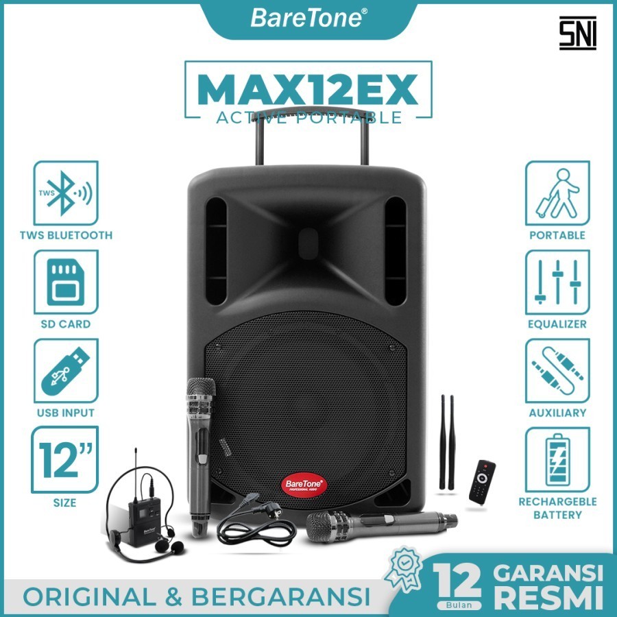 Jual Speaker Portable 12 Inch Baretone MAX12EX Garansi Resmi 1 Tahun ...