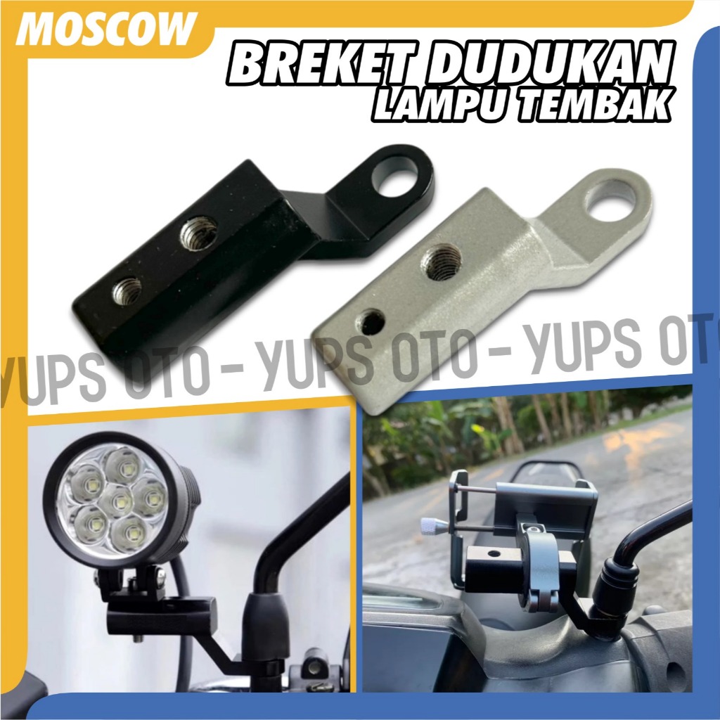 Jual 1pcs BRECKET LAMPU TEMBAK CNC SILVER dan HITAM BREKET LUBANG SPION ...