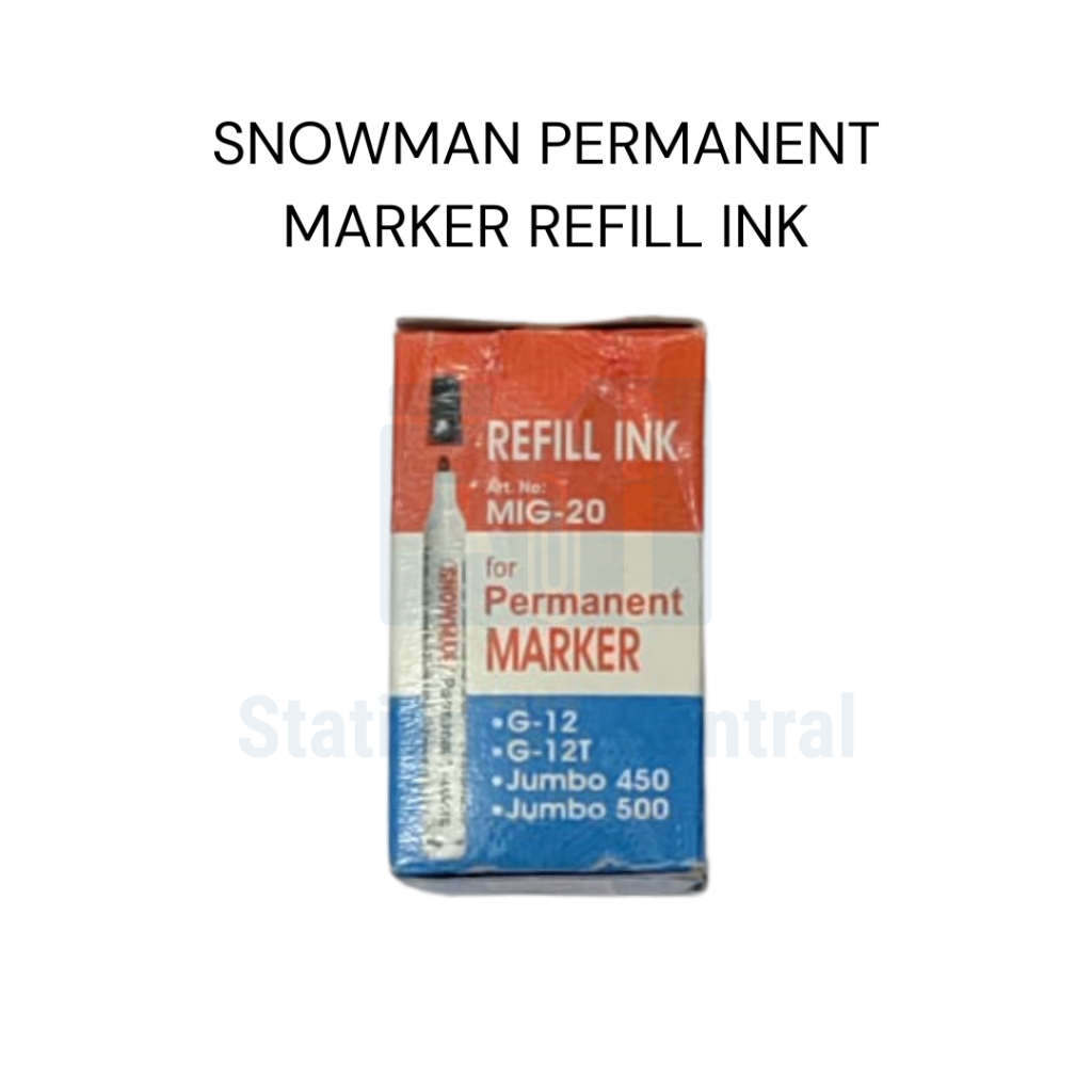 Jual Tinta Spidol Permanen Snowman Refill Ink Permanent Marker MIG-20 ...