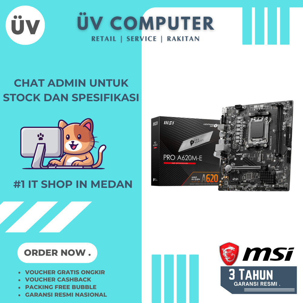 Jual Motherboard Mobo MSI PRO A620M-E | DDR5 | AMD AM5 | Micro M-ATX ...
