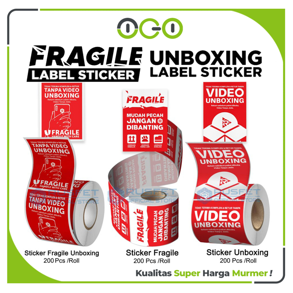 Jual Stiker Sticker Fragile Unboxing 200pcs Per Roll Rusfet ALL VARIAN ...