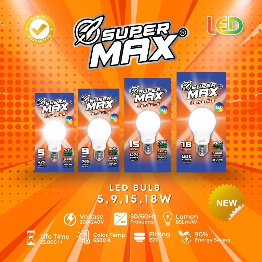 Jual Lampu LED Bulb SUPER MAX /Lampu Caspul SUPER MAX 5/9/15/18/20/30 ...