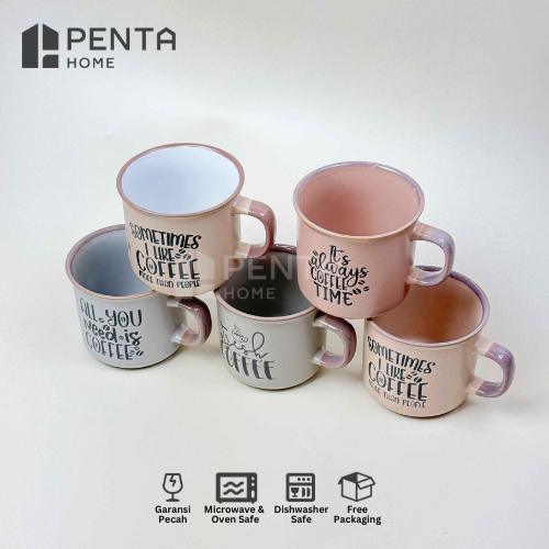 Jual PENTA HOME Gelas Keramik Mug 280ml Coffee Time | Shopee Indonesia
