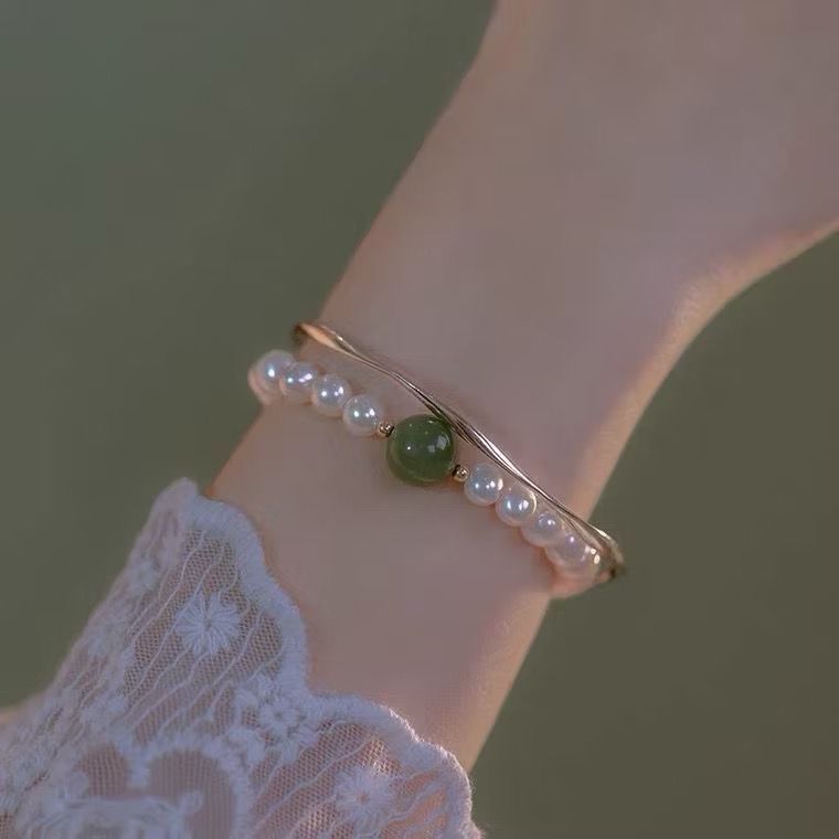 Jual HLS - Gelang Manik-Manik Mutiara Warna Hijau | Shopee Indonesia