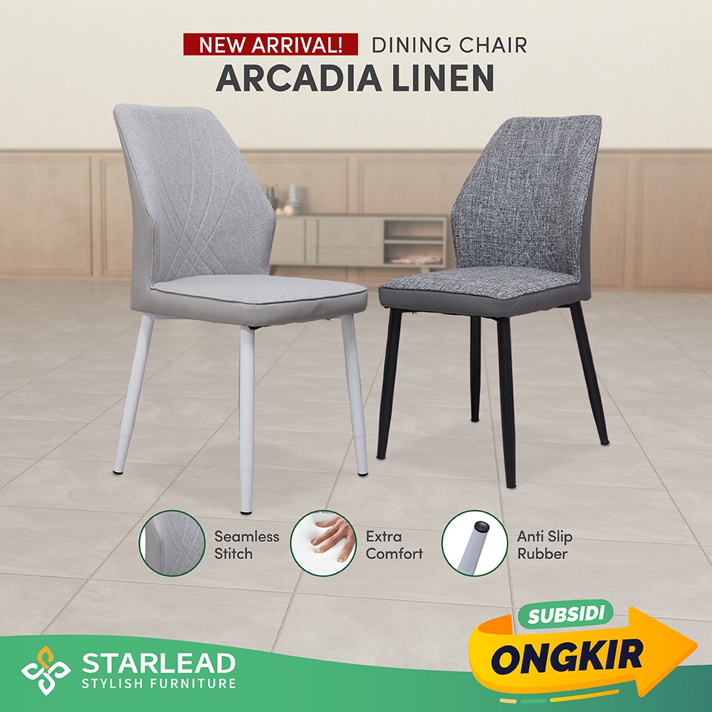 Jual STARLEAD Kursi Makan Kain Arcadia Linen Dining Chair | Shopee ...