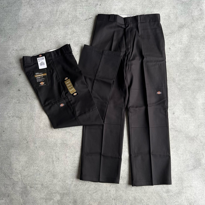Jual Dickies Work Pants 85283 Loose Fit Double Knee Black | Shopee Indonesia