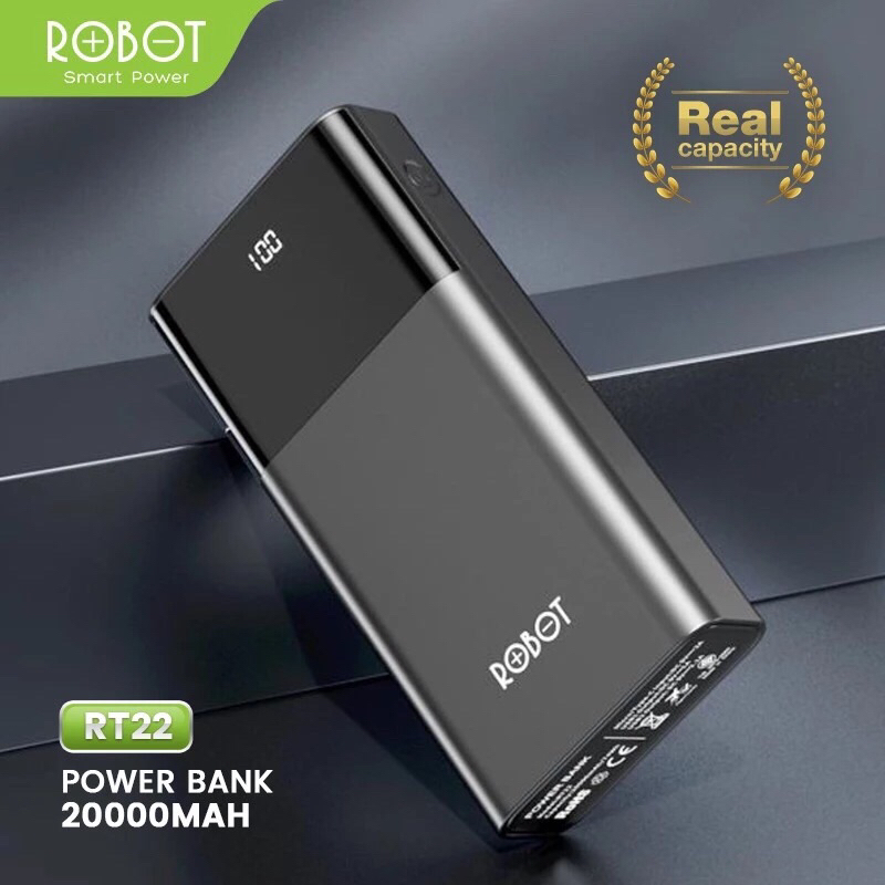 Jual PowerBank Robot 20000mah RT22 2 port Dual Port Input & Output Led ...