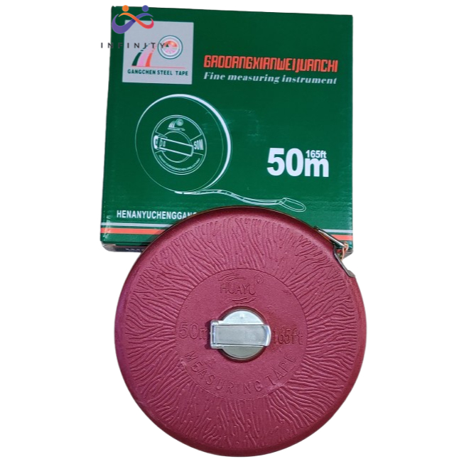 Jual Meteran Rol Bulat Kulit Kain 50 Meter Measuring Tape Roll Tanah ...