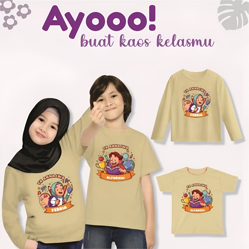 Jual Sablon Kaos Custom Kelas Anak Laki laki Perempuan Paud Sekolah Dasar SD Banyak Motif ...