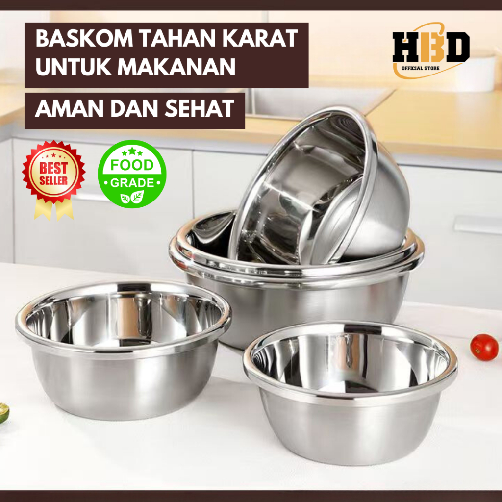 Jual COD【baskom】PROMO 6 PCS Baskom 304 Stainless Steel Mangkuk Bumbu, Mangkuk stainless steel ...