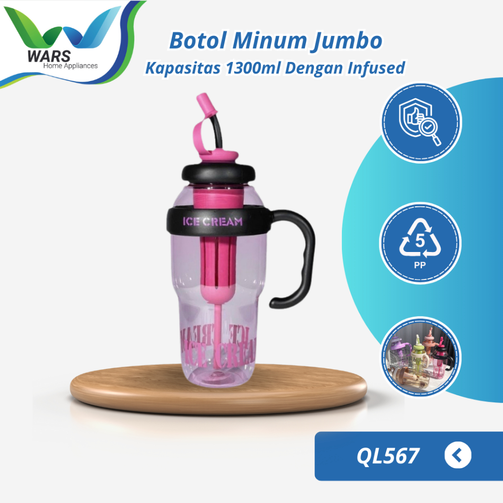 Jual WARS Botol Minum Jumbo Ice Cream Kapasitas 1300ml Dengan Infused ...
