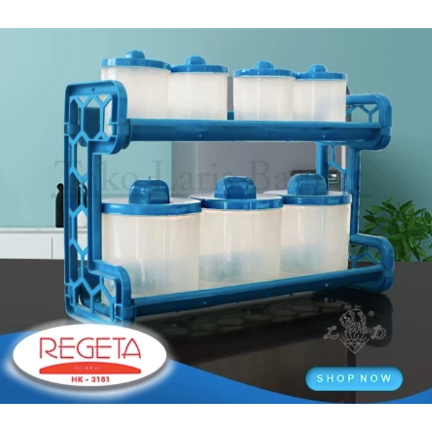 Jual ENISOO STORE - REGETA TEMPAT BUMBU 2 SUSUN ISI 7 TOPLES / KITCHEN ...